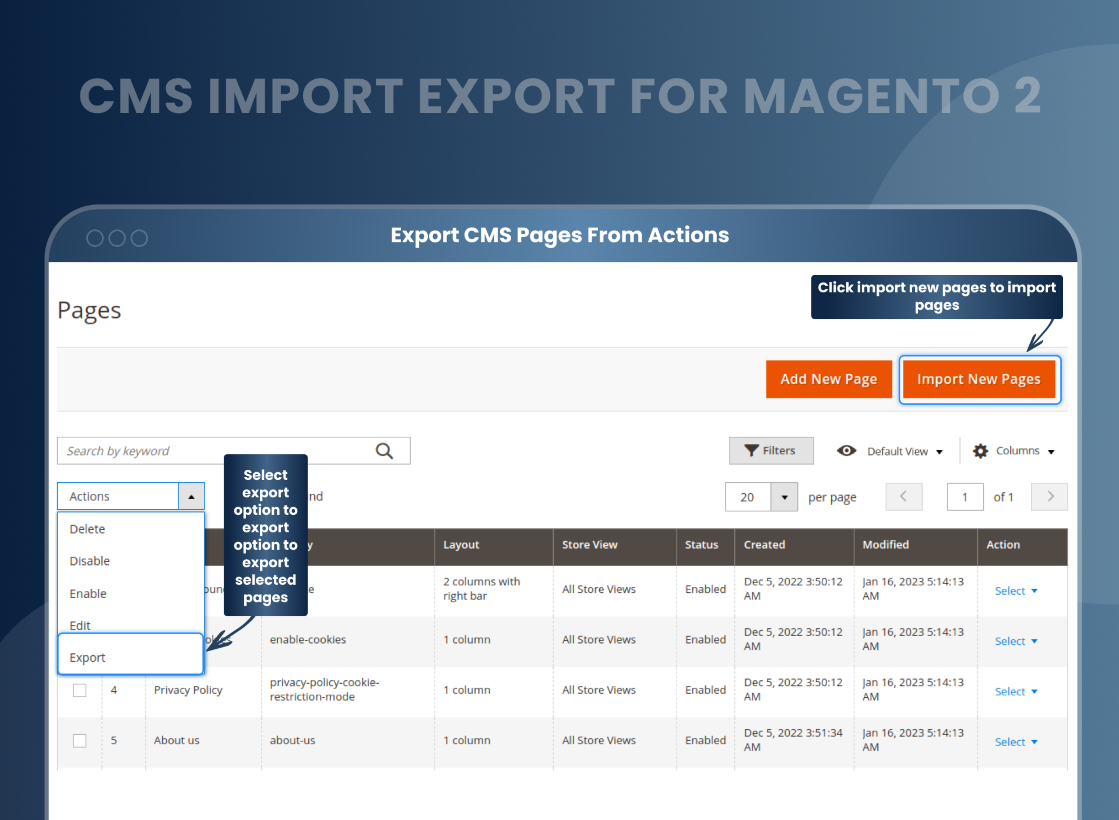 Magento 2 Import Export CMS Pages | Export CMS Blocks Magento 2